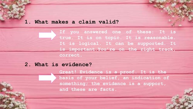 Judging the validity of the text/Valid, Evidence,Claim.pptx | Law