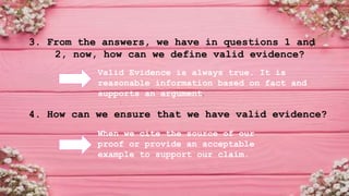 Judging the validity of the text/Valid, Evidence,Claim.pptx | Law