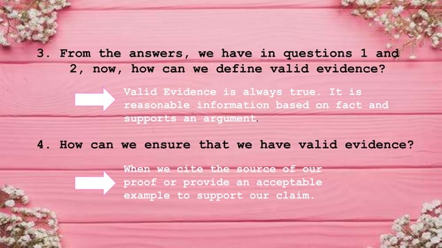 Judging the validity of the text/Valid, Evidence,Claim.pptx | Law