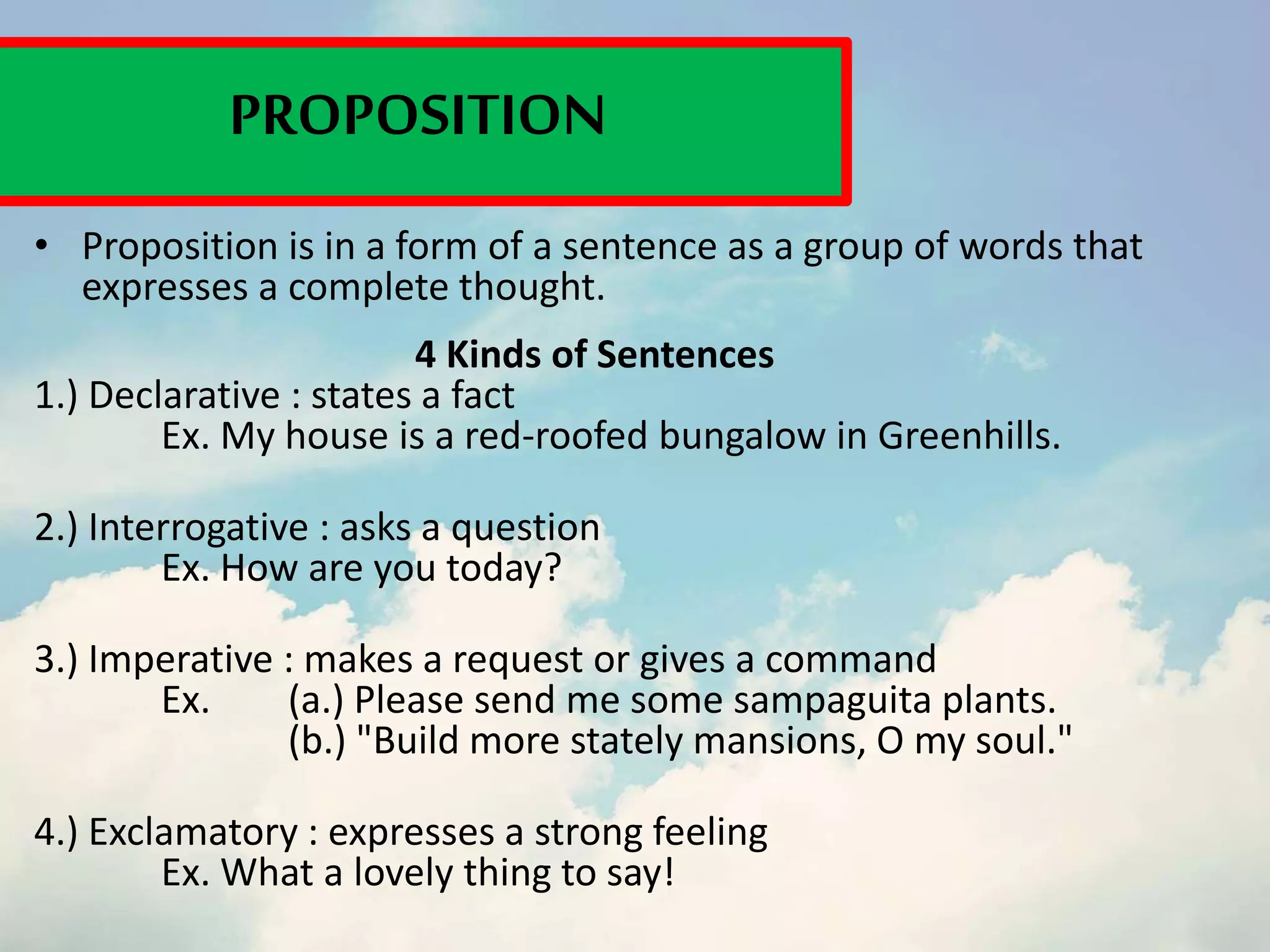 Judgment And Proposition Or Logical Statement Ppt 4131