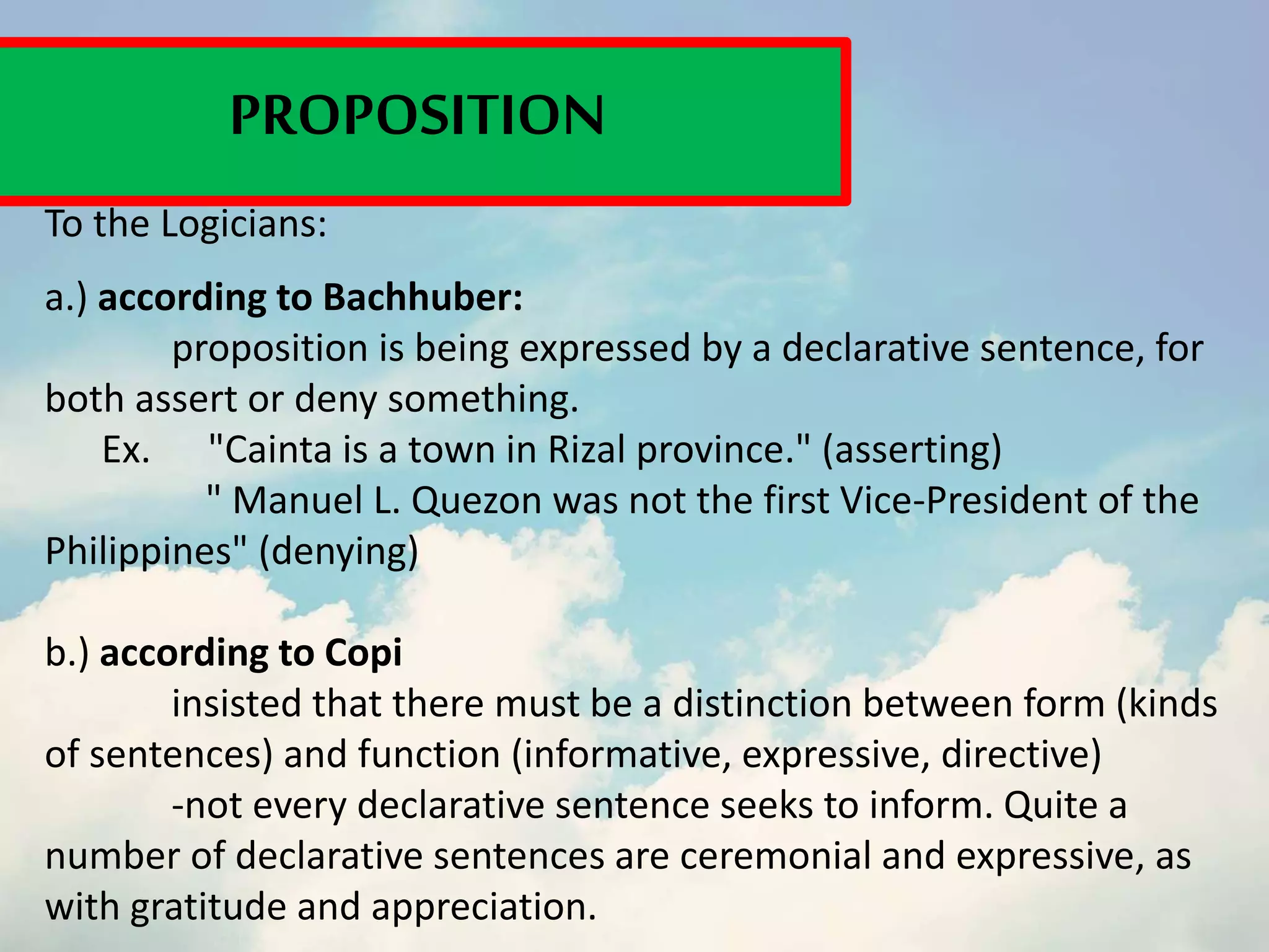 Judgment and proposition or logical statement | PPTX