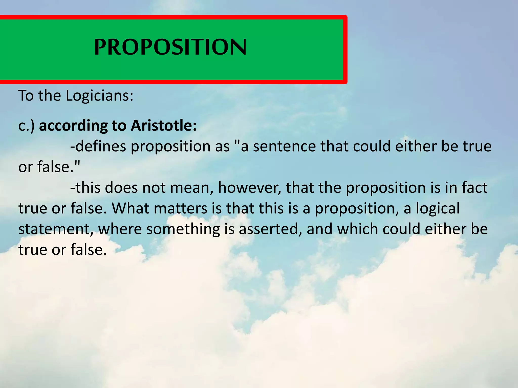 Judgment and proposition or logical statement | PPTX