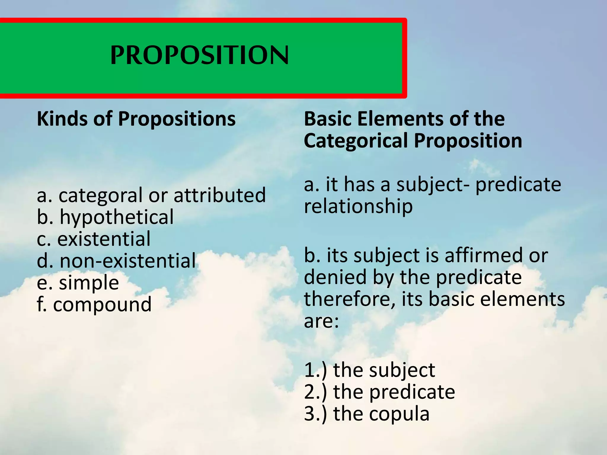 Judgment and proposition or logical statement | PPTX