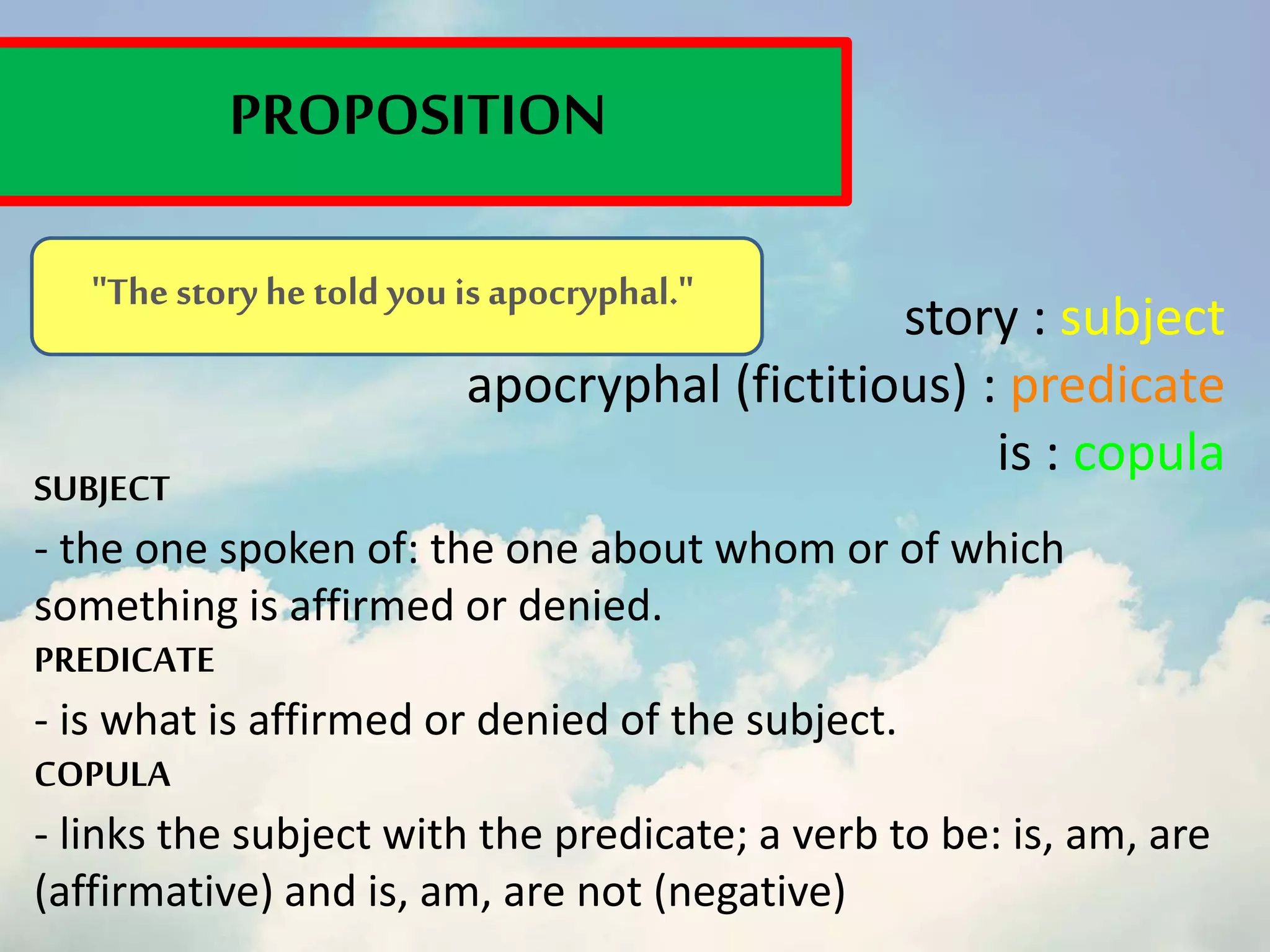 Judgment and proposition or logical statement | PPTX