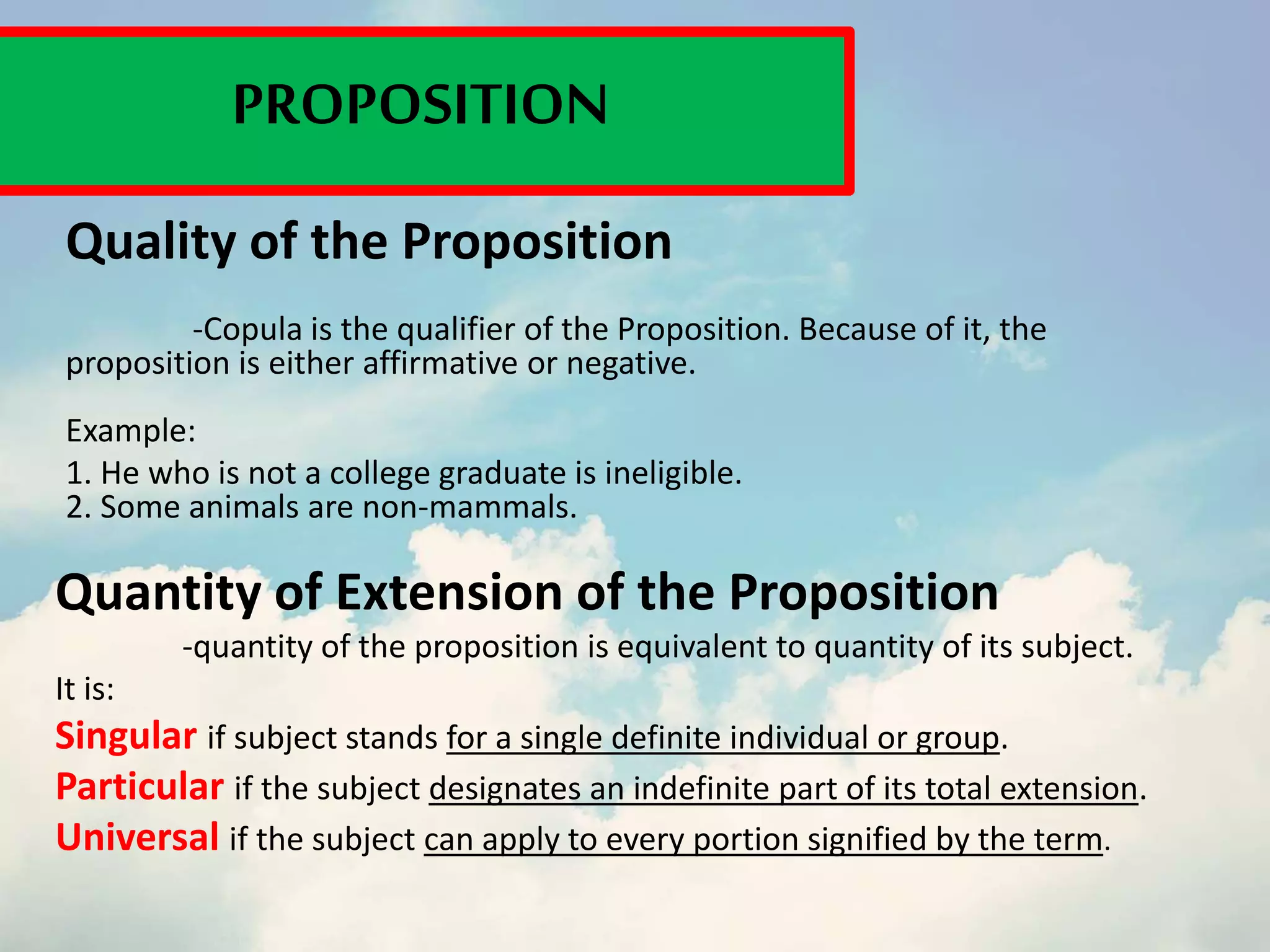 Judgment and proposition or logical statement | PPTX
