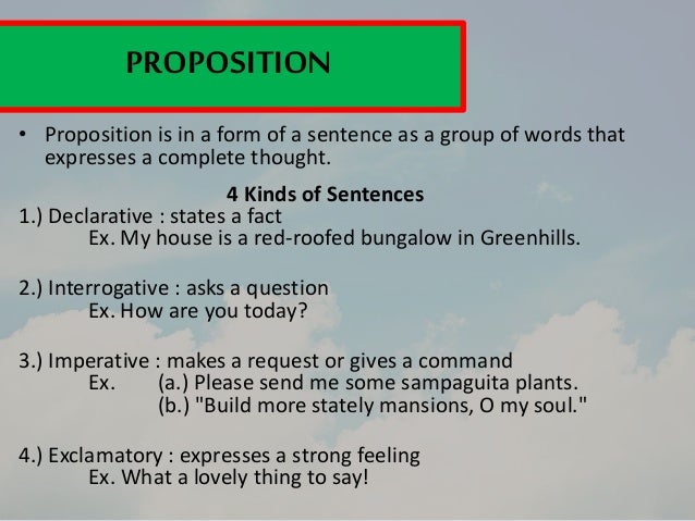 Judgment and proposition or logical statement