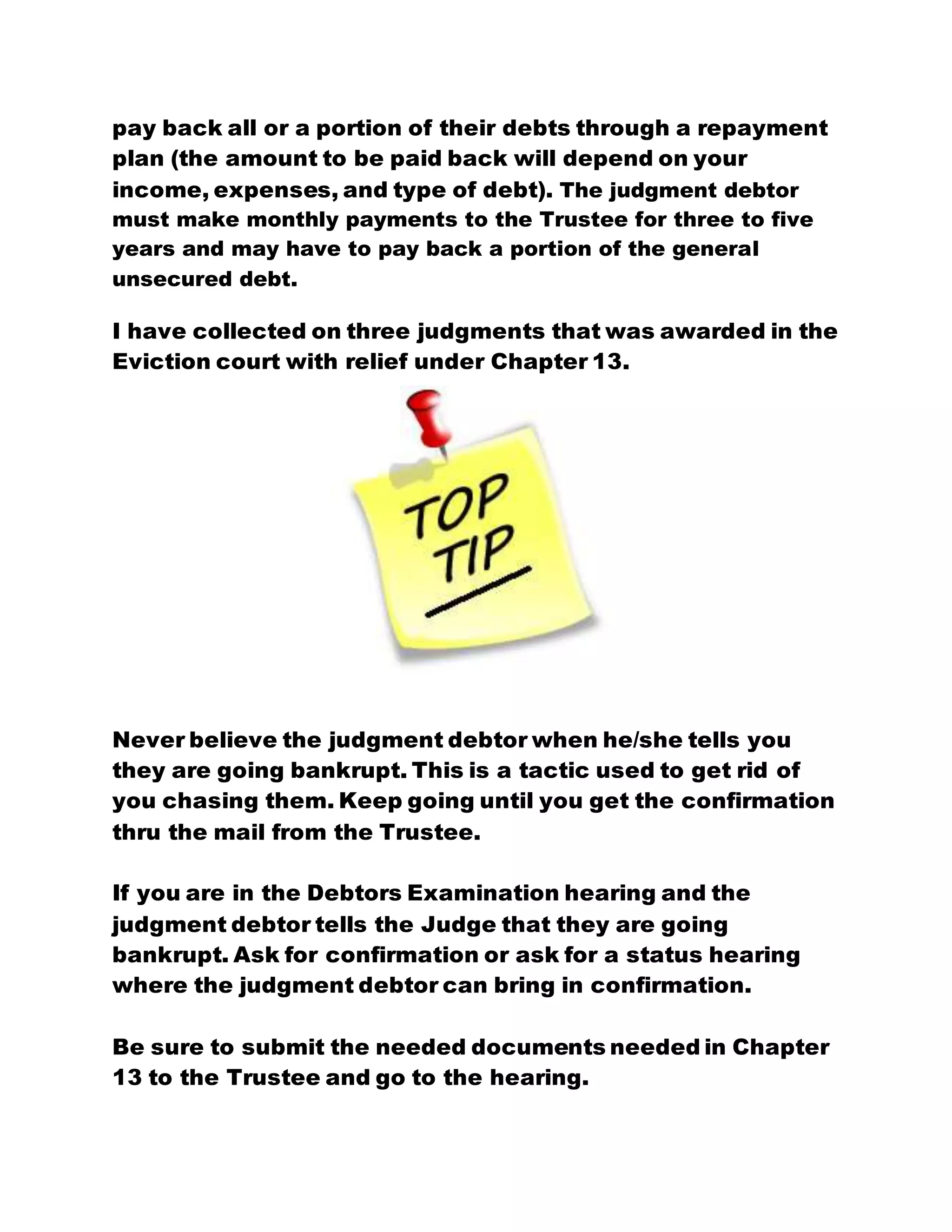 Judgment Debtor Files Bankruptcy | PDF