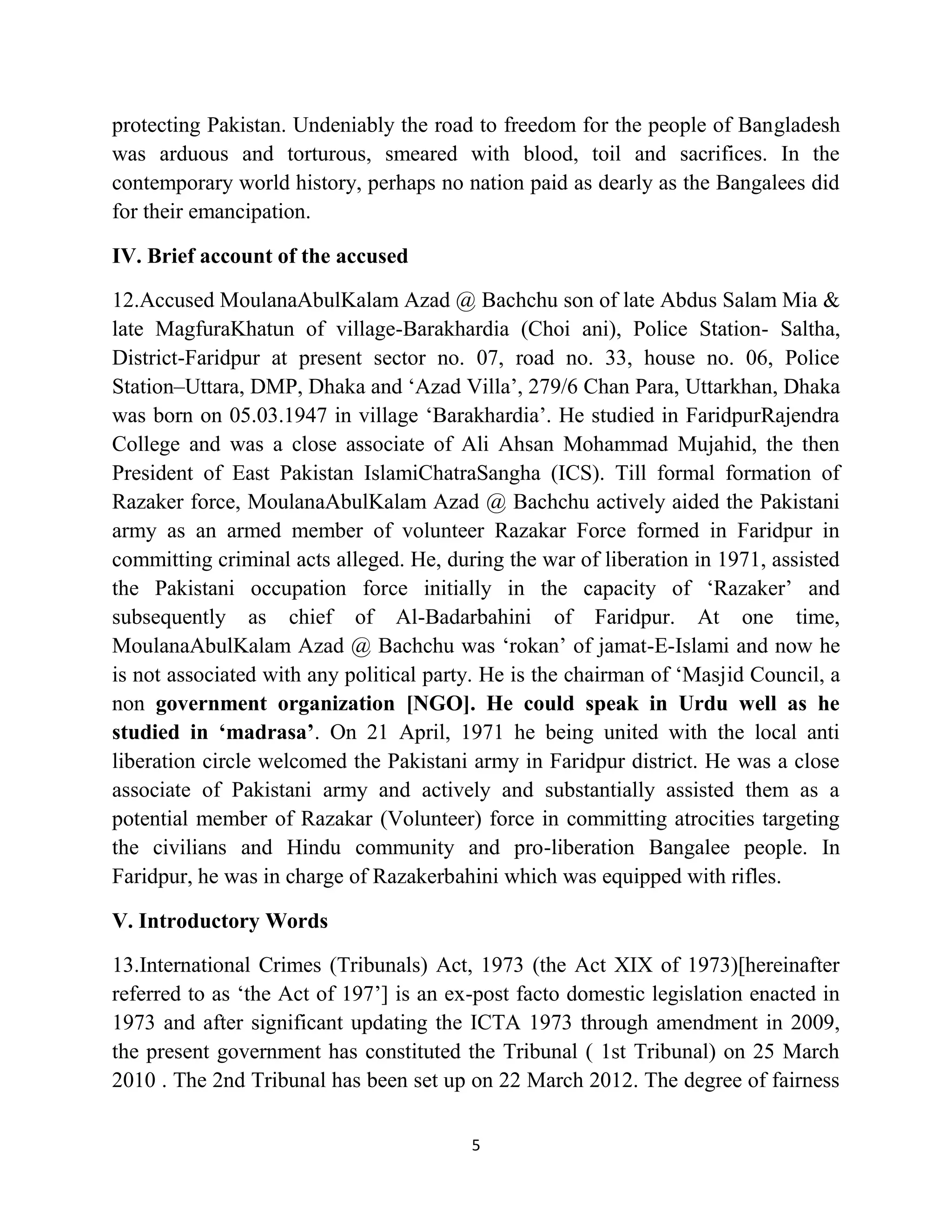 Judgment of moulana abul kalam azad bachchu by ict | DOCX