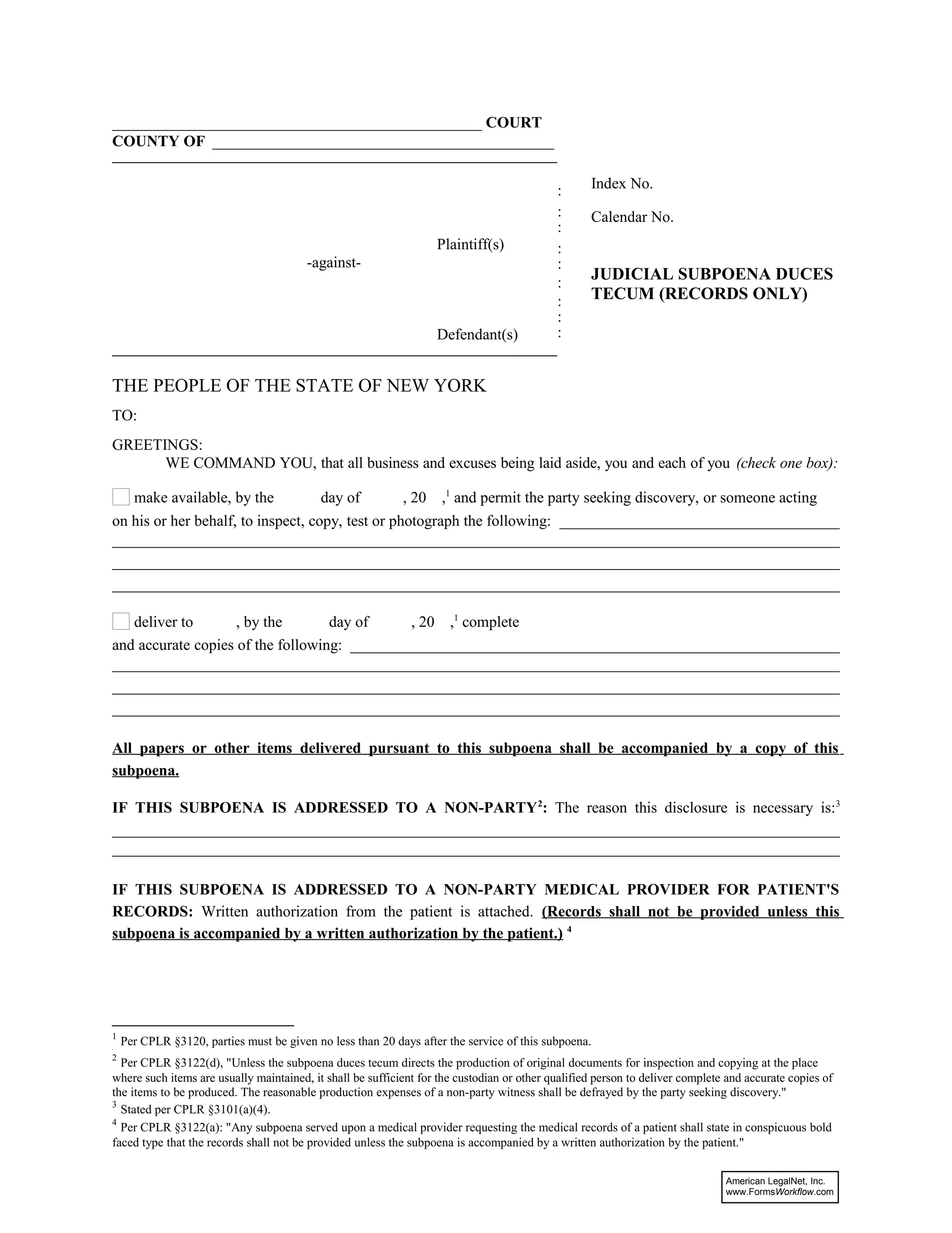 Judicial subpoena-duces-tecum-(records-only) | DOC