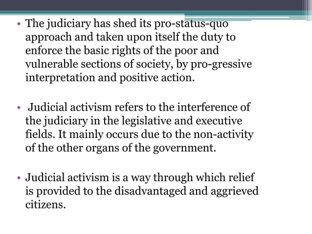 Judicial activism | PPTX | Civic affairs | Politics