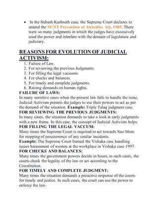 Judicial activism in India ( Brief Notes ) | PDF