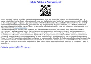Judicial Activism Research Paper | PDF