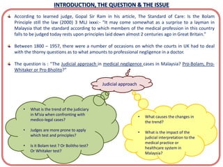 Judicial approach in medical negligence in malaysia | PPTX