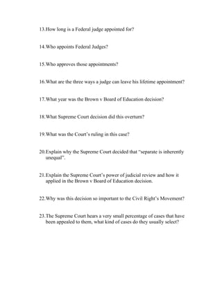 Judicial branch quiz | PDF