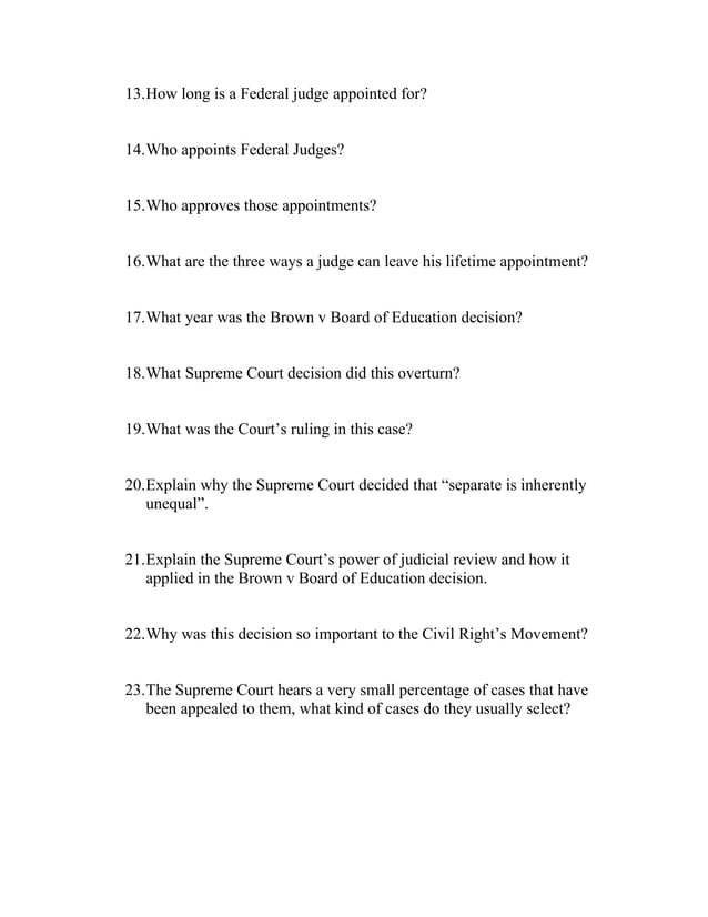 Judicial branch quiz | PDF