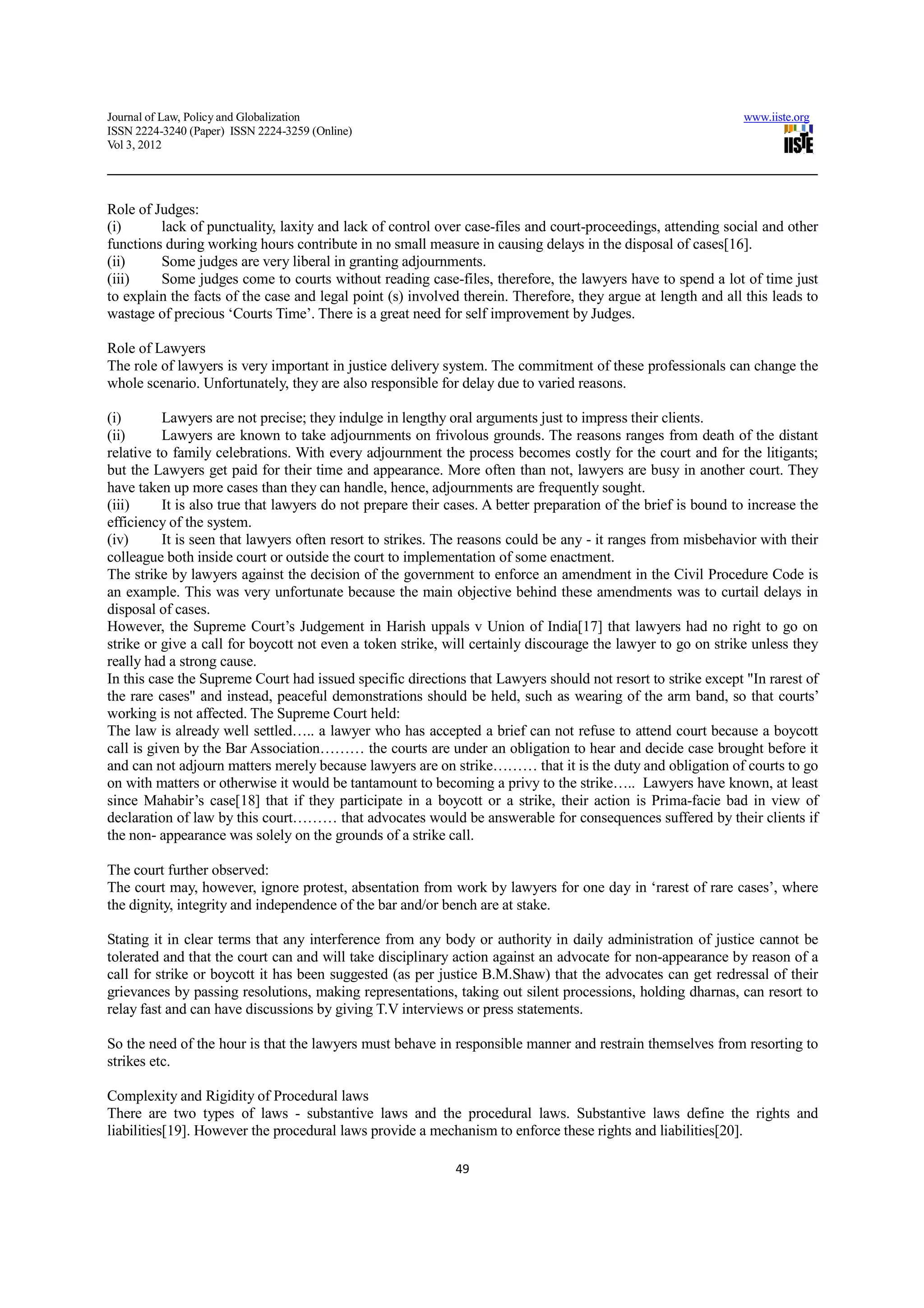 Judicial delays in india causes & remedies | PDF