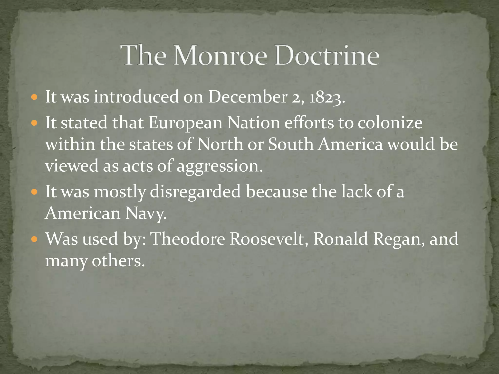 Judicial nationalism and the monroe doctrine | PPT