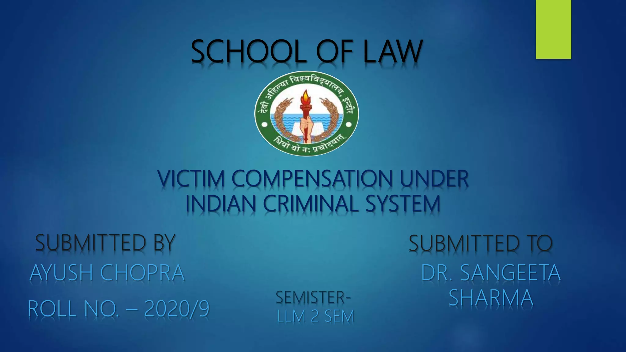 victim compensation under Indian criminal system | PPTX