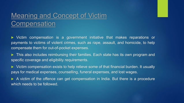 victim compensation under Indian criminal system | PPTX | Crime ...