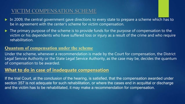victim compensation under Indian criminal system | PPTX | Crime ...