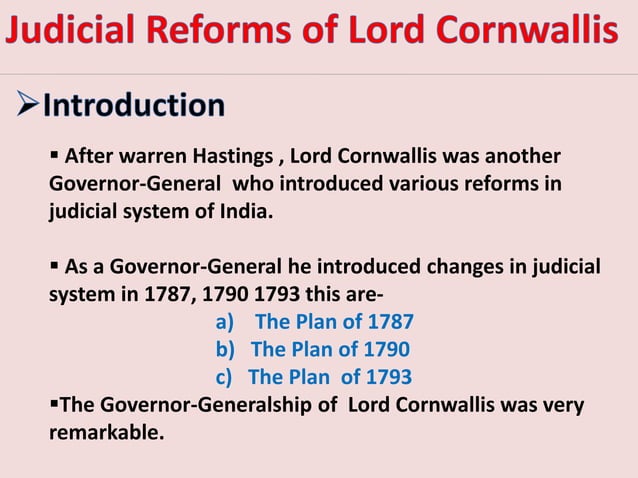Judicial reform of Lord cornwallis | PPTX