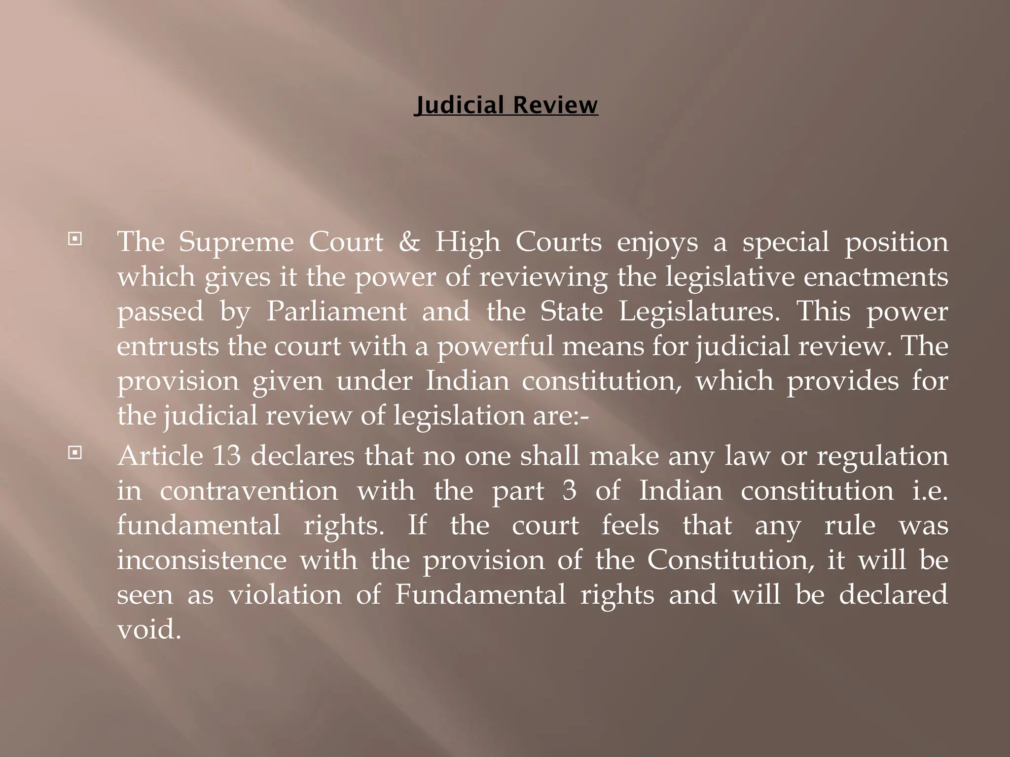Judicial Review under the Indian Constitution | PPTX