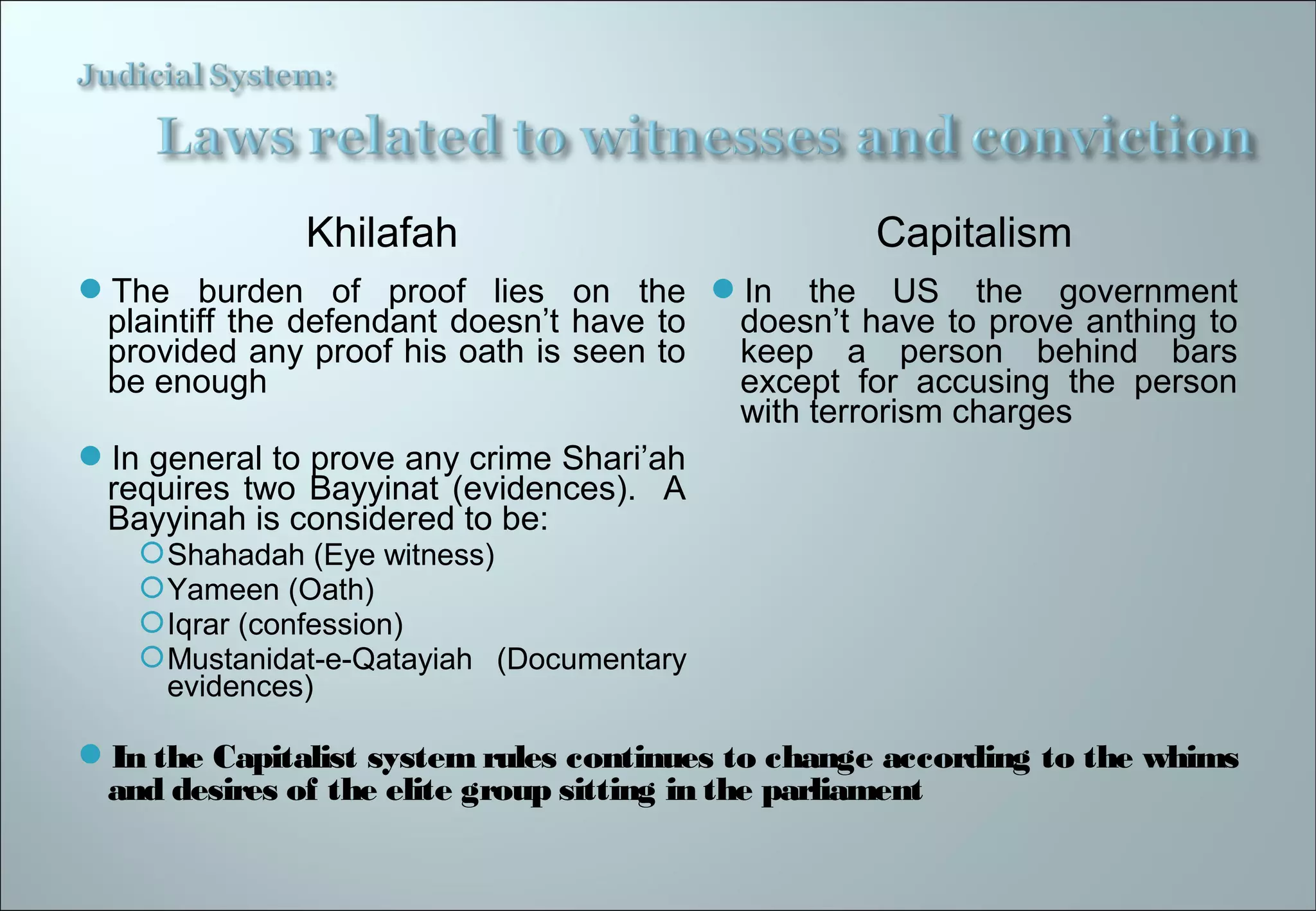 Islamic Judicial system Vs Capitalist Judicial System | PPT