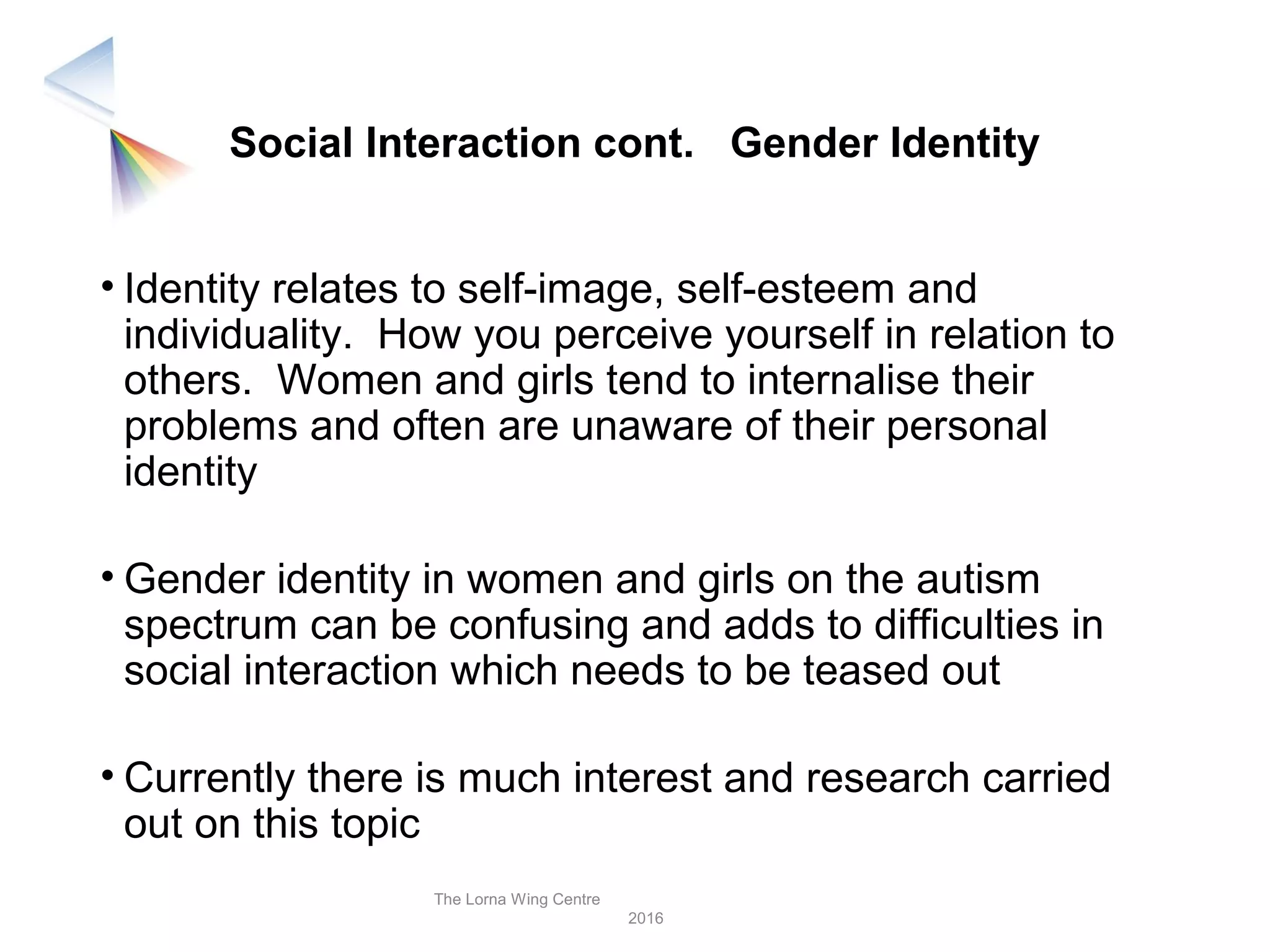 Judith Gould, The diagnosis of women and girls on the autism spectrum ...