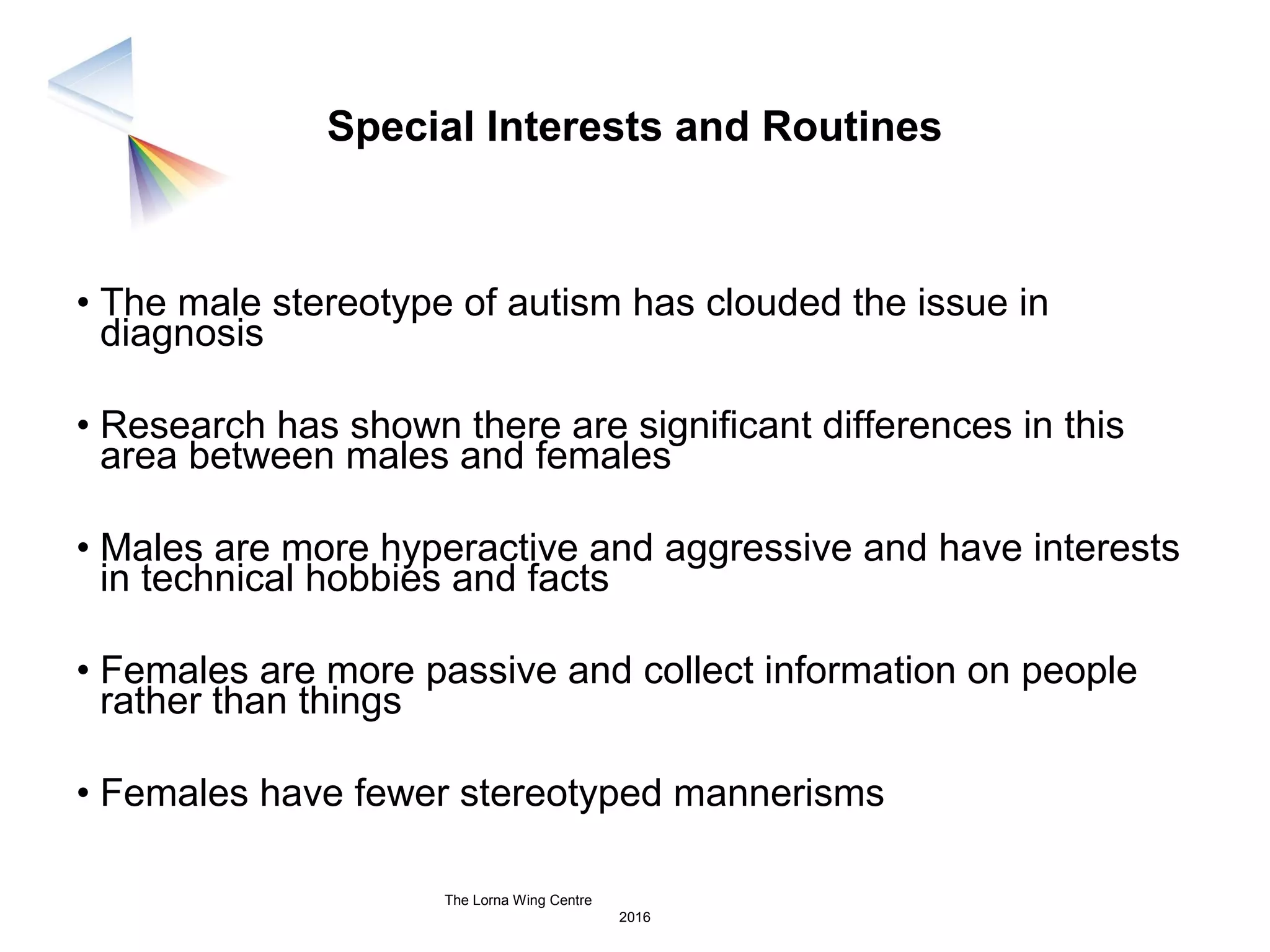 Judith Gould, The diagnosis of women and girls on the autism spectrum ...