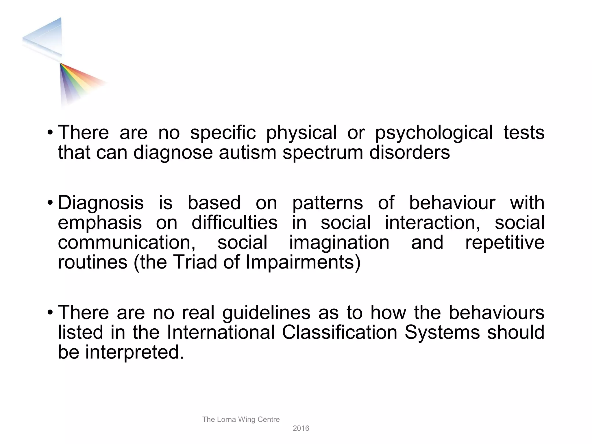 Judith Gould, The diagnosis of women and girls on the autism spectrum ...