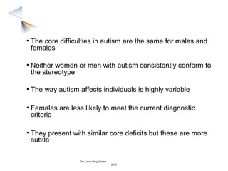 Judith Gould, The diagnosis of women and girls on the autism spectrum ...