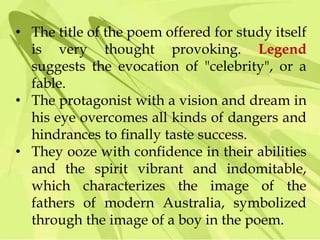 Judith Wright's poem Legend | PPT