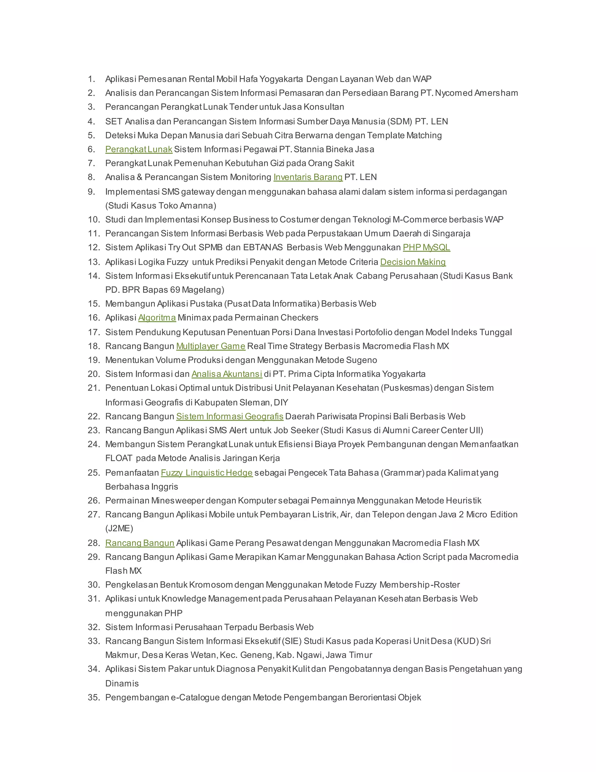 Judul judul skripsi bidang sistem informasi | DOCX