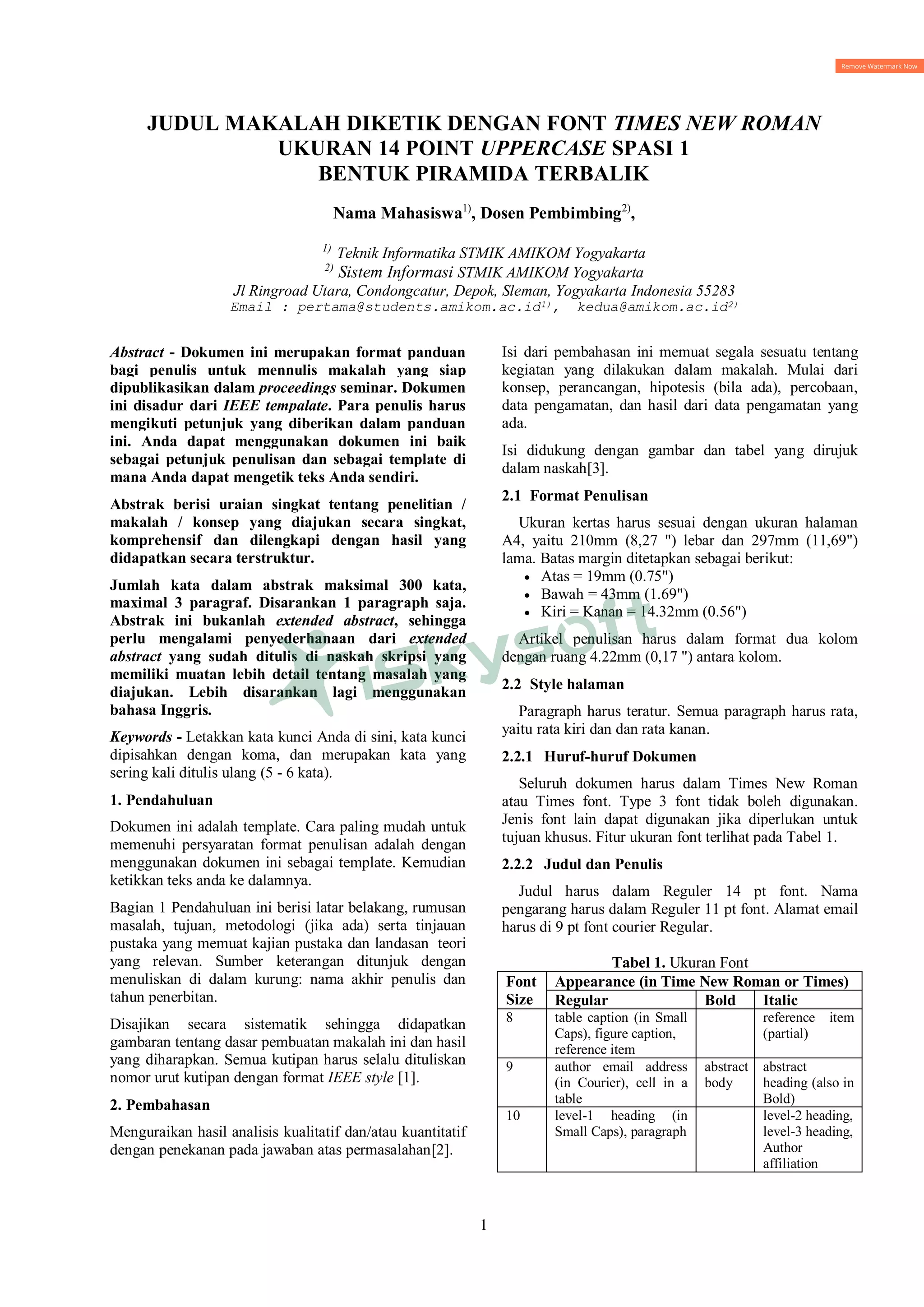 Judul makalah diketik dengan font times new roman | PDF