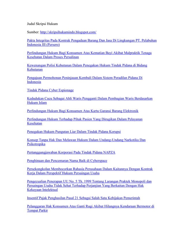 Judul Skripsi Hukum | PDF