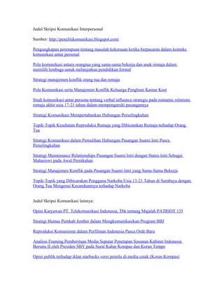 Judul Skripsi Komunikasi Interpersonal | PDF