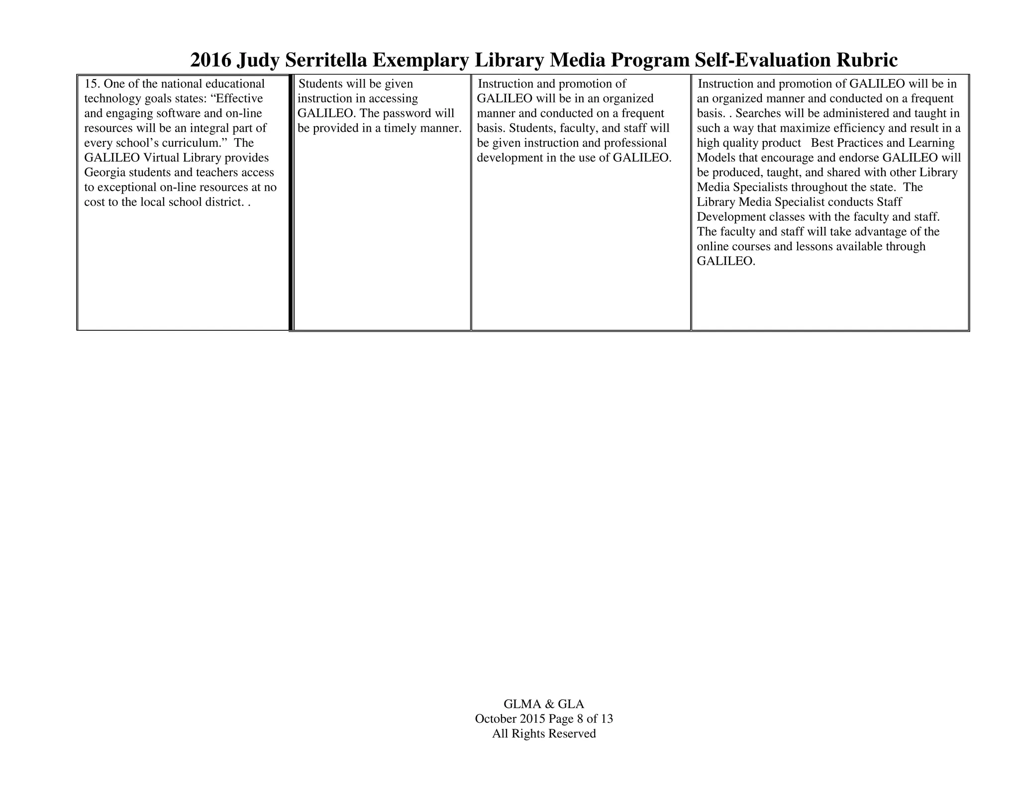 Judy serritella-library-media program-self-evaluation-rubric | PPT