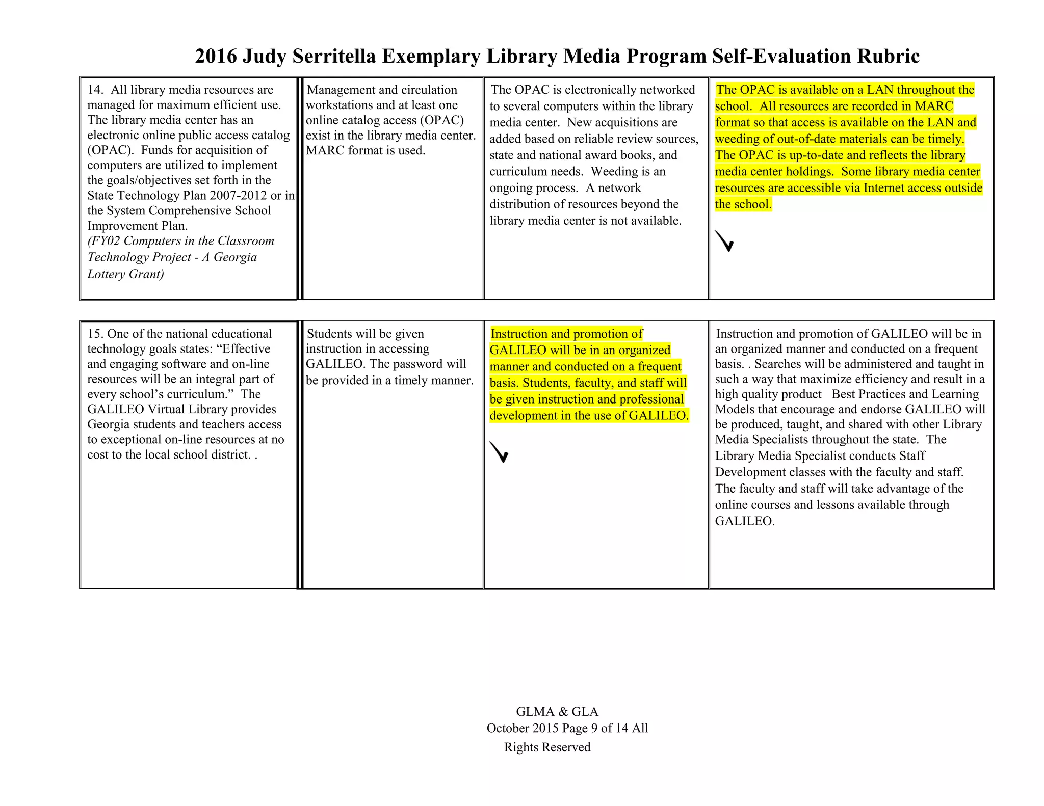 Judy serritella-library-media program-self-evaluation-rubric | PDF