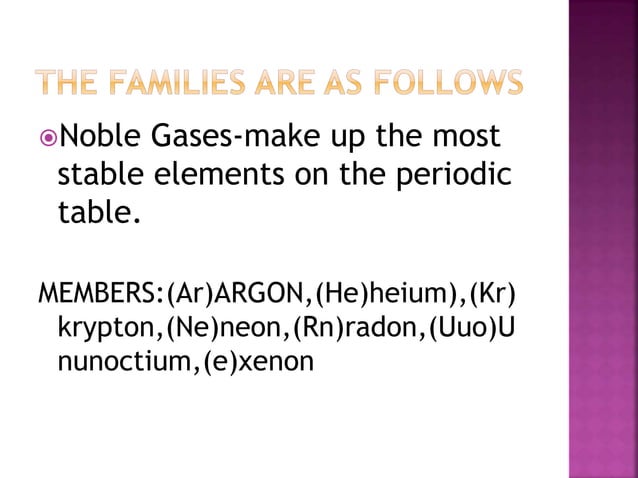 elemental families and groups | PPTX | Chemistry | Science