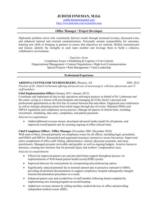Judy Fineman, M.Ed Resume | PDF