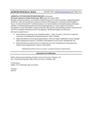 Judy Fineman, M.Ed Resume | PDF