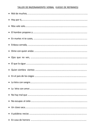 Juego de refranes | DOCX