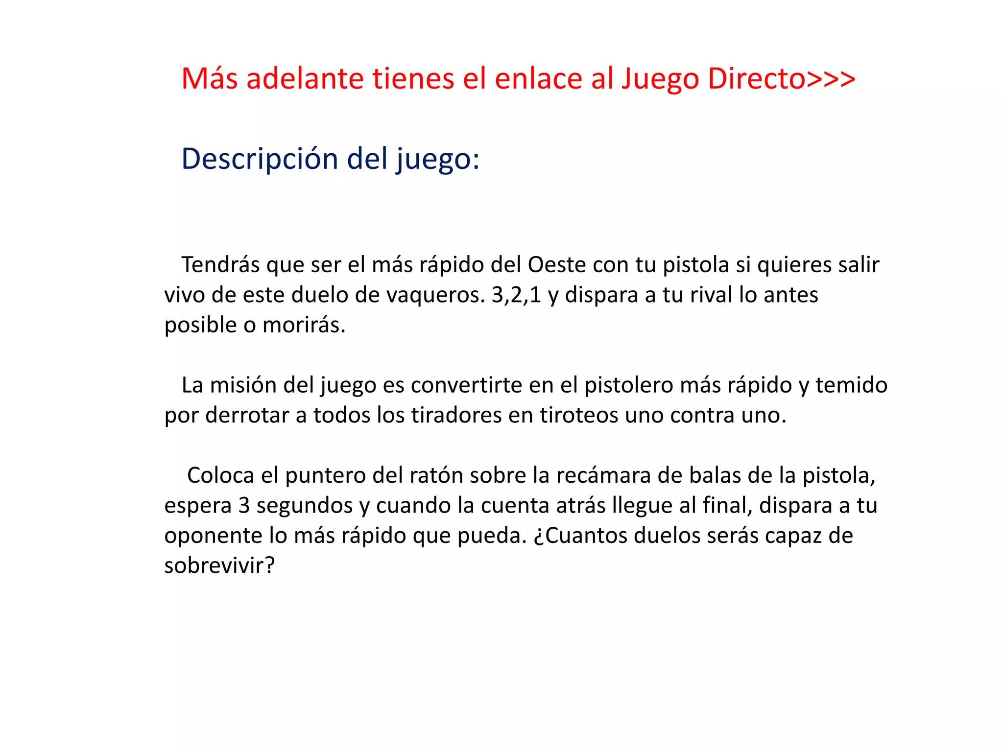 Juego Duelo de Vaqueros | PPT