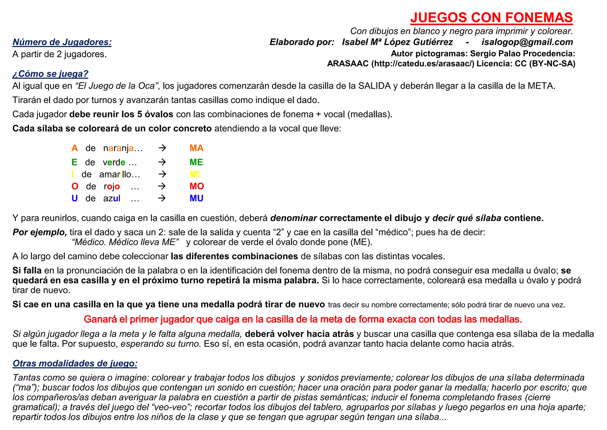 Juegos con fonemas varios completo | PDF