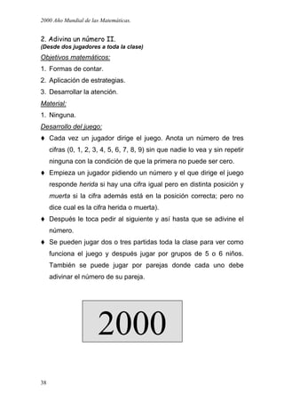 Juegos matematicos para primaria y secundaria | PDF
