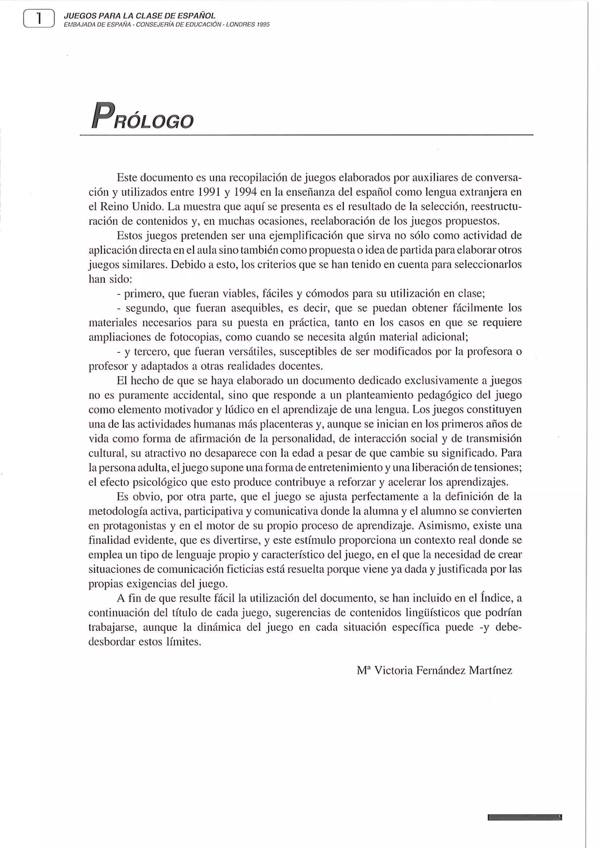 Juegos para la clase de español | PDF