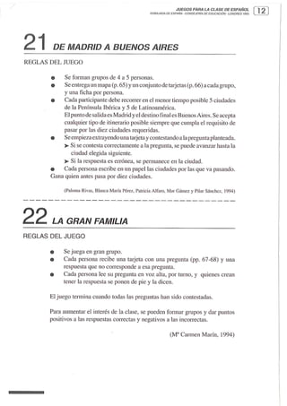 Juegos para la clase de español | PDF