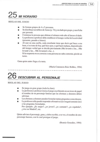 Juegos para la clase de español | PDF