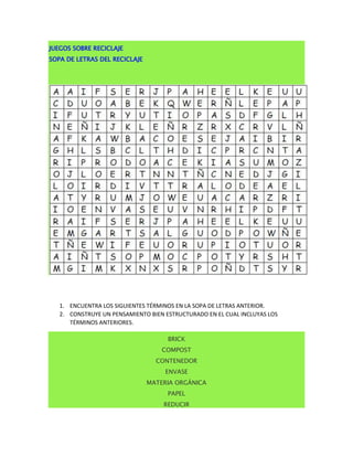 Juegos sobre reciclaje | PDF