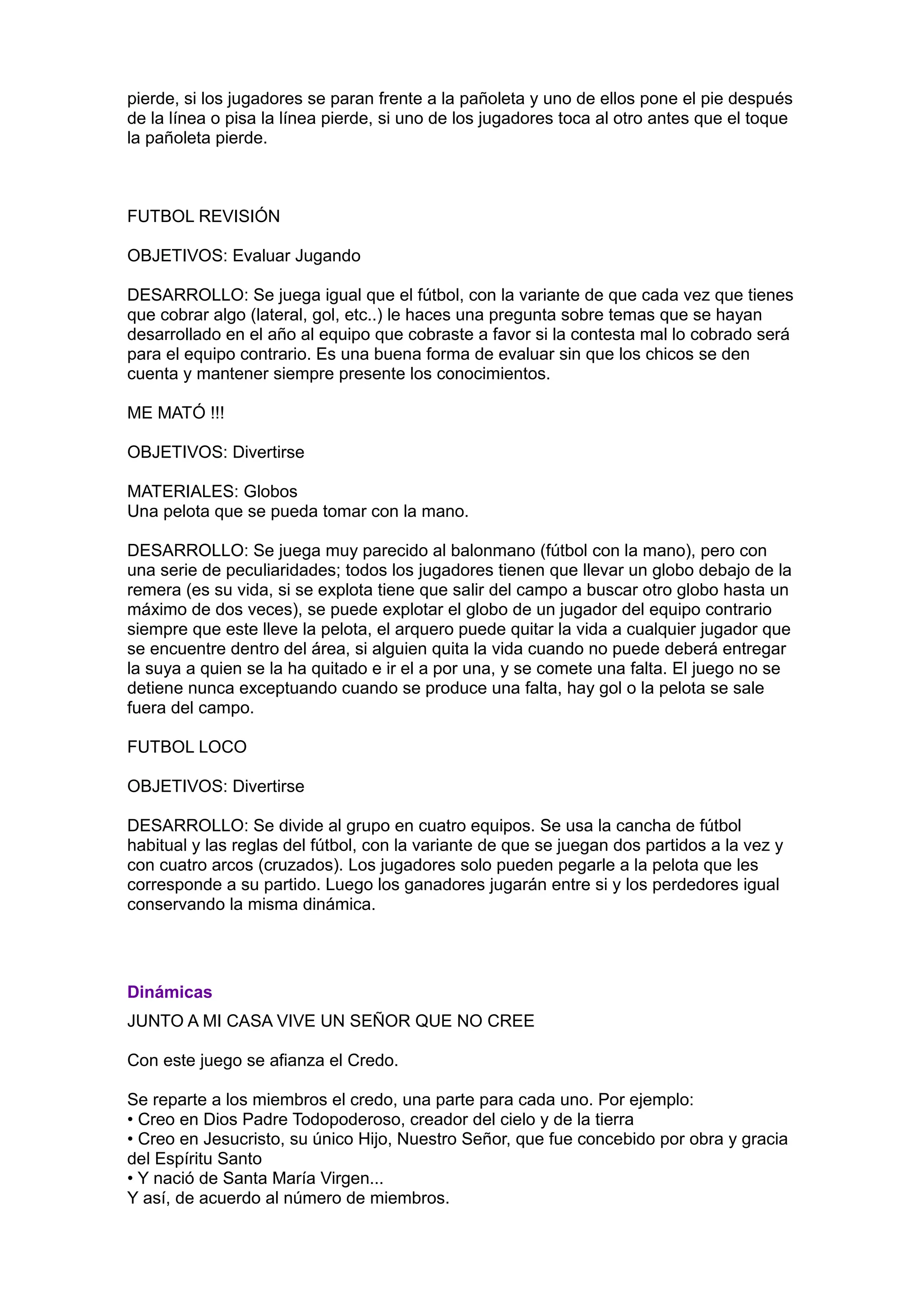 Juegos y dinámicas para niños | PDF